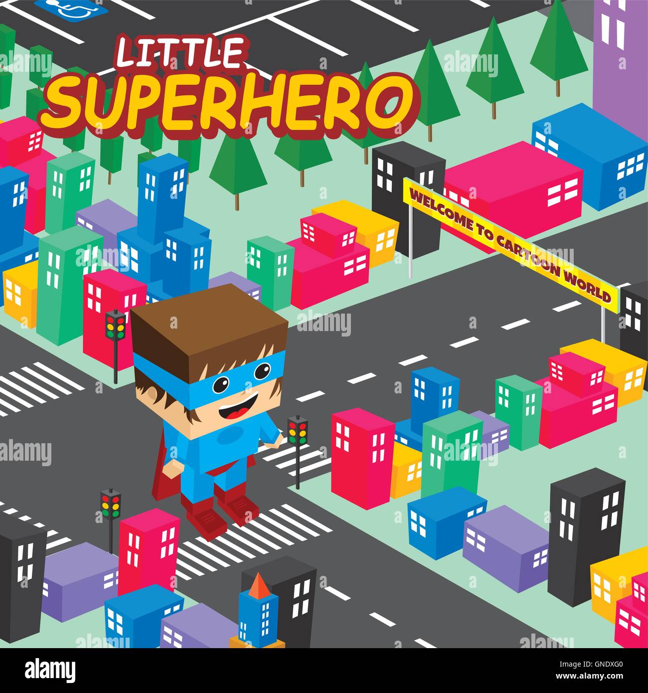 cartoon superhero isometric theme Stock Vector Image & Art - Alamy
