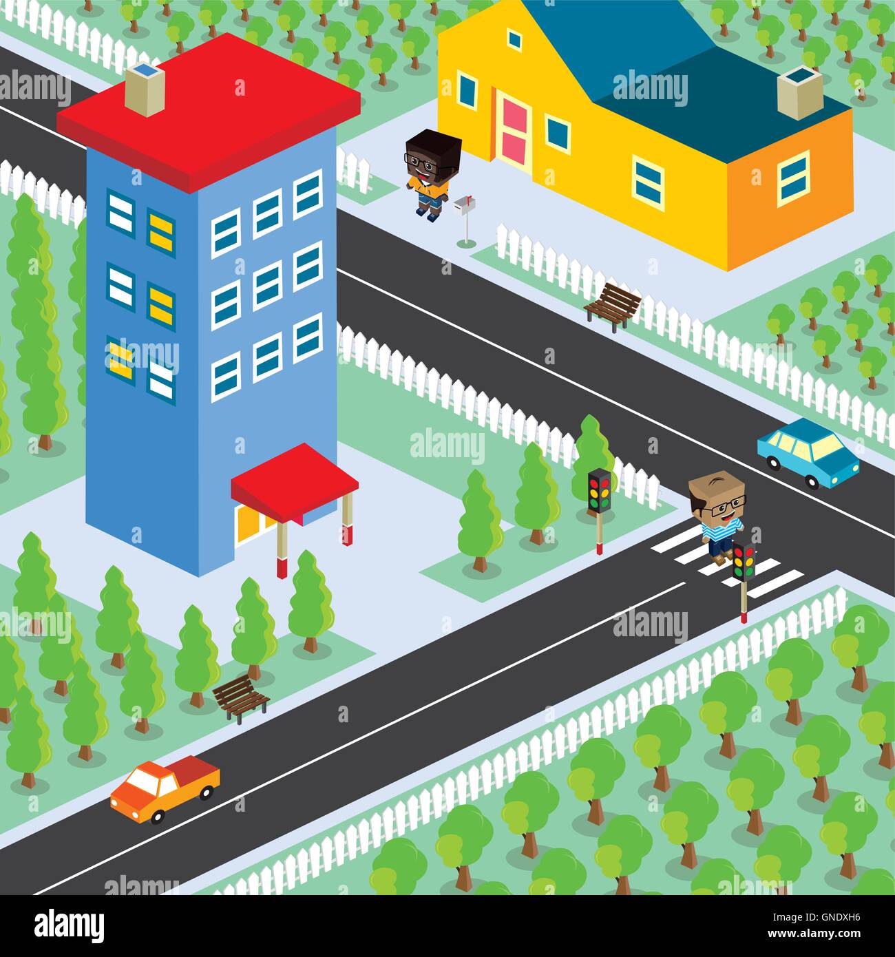 isometric residential view cartoon theme Stock Vector Image & Art - Alamy