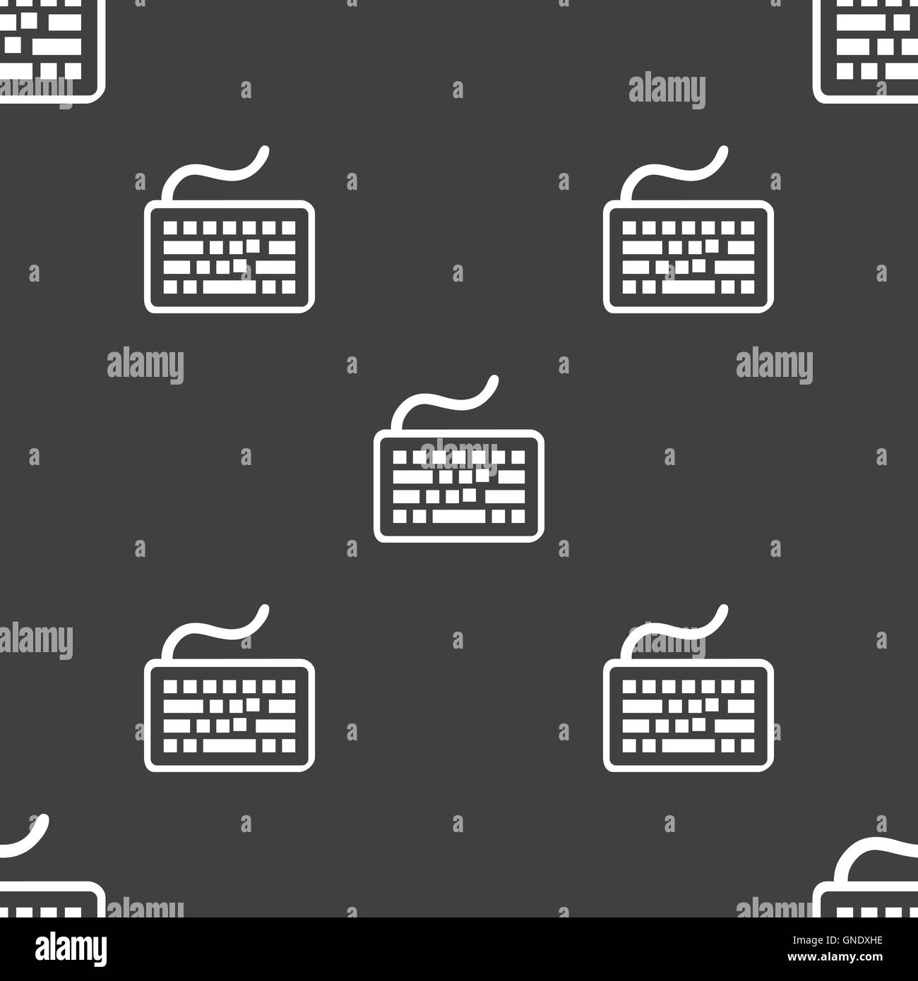 Keyboard icon sign. Seamless pattern on a gray background. Vector Stock ...