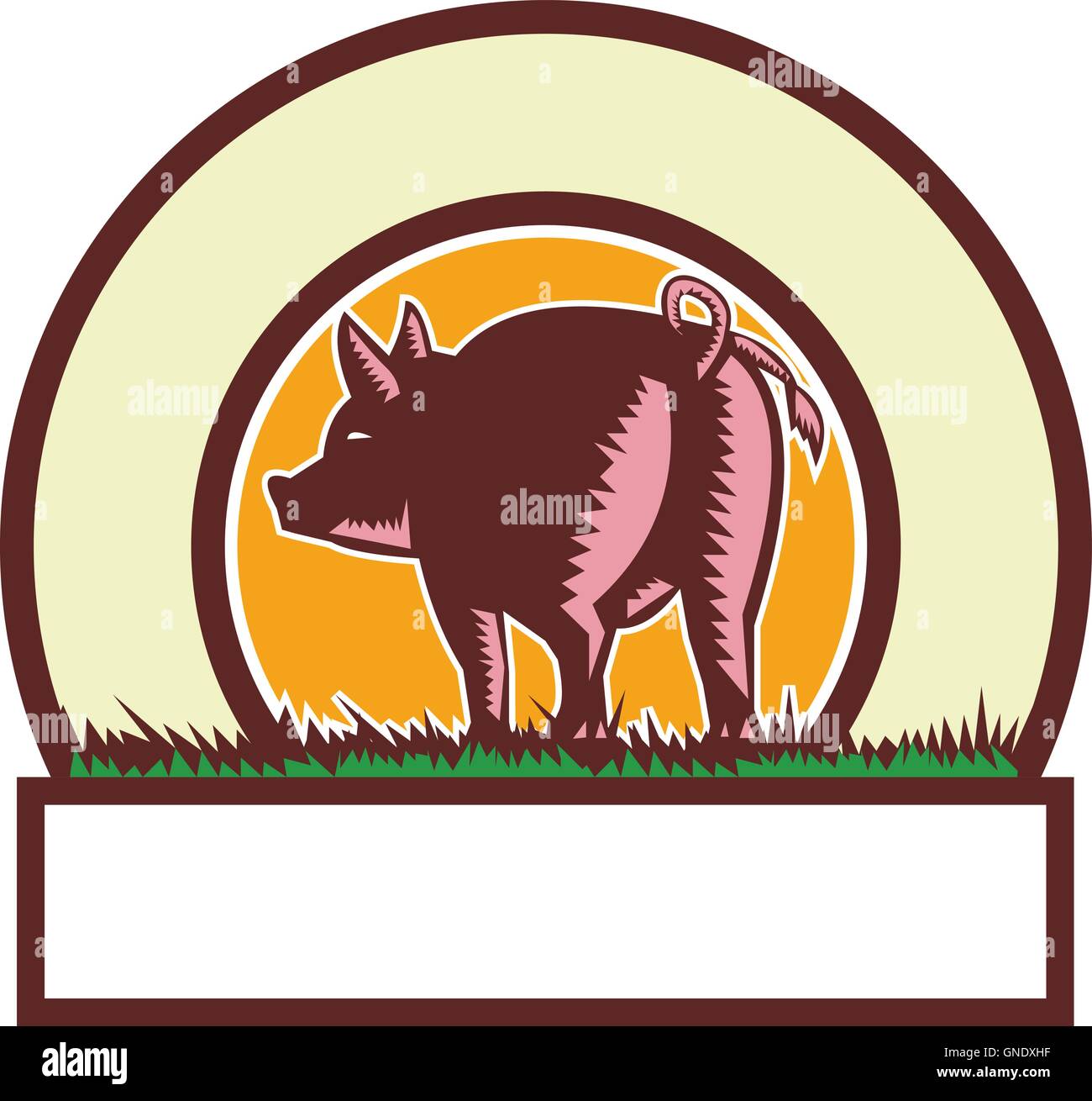 Pig Tail Rear Circle Woodcut Stock Vector Image & Art - Alamy