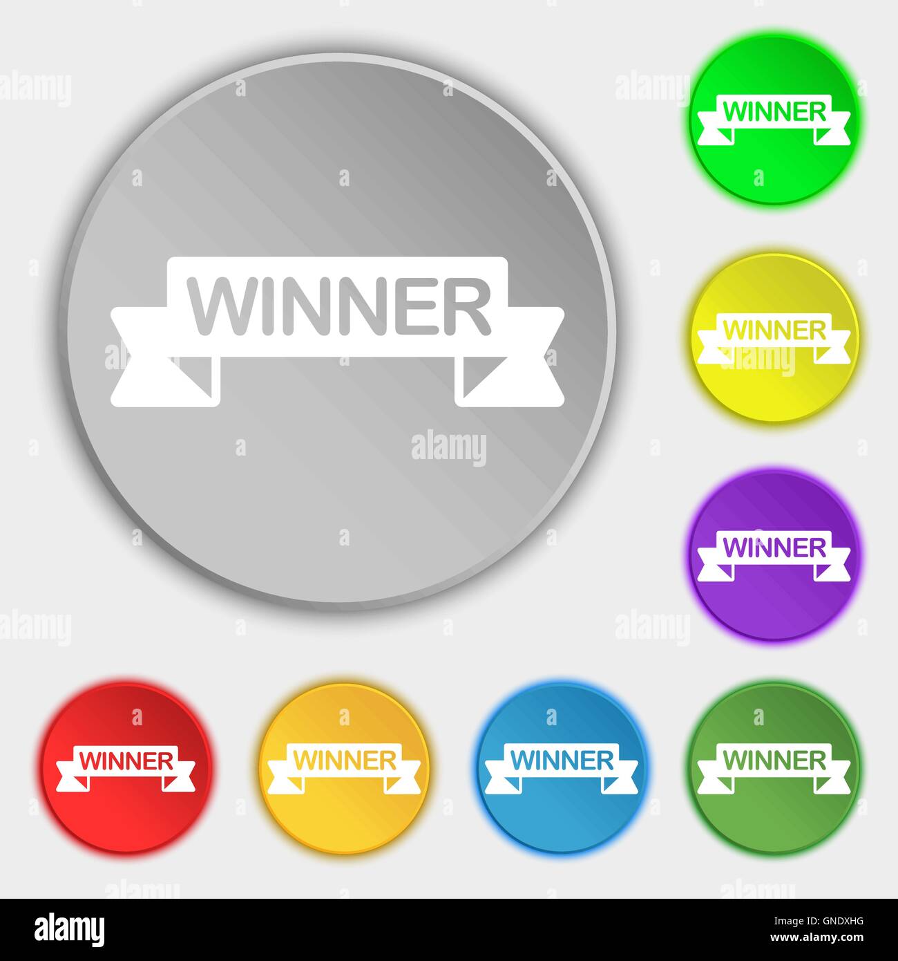 Winner icon sign. Symbol on eight flat buttons. Vector Stock Vector ...