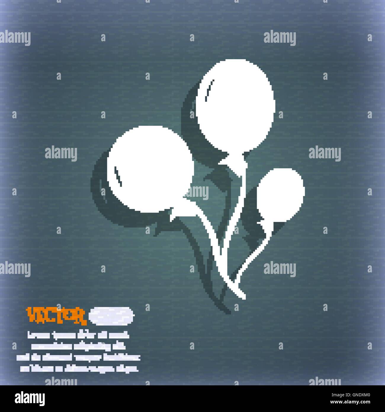 Balloons icon. On the blue-green abstract background with shadow and ...