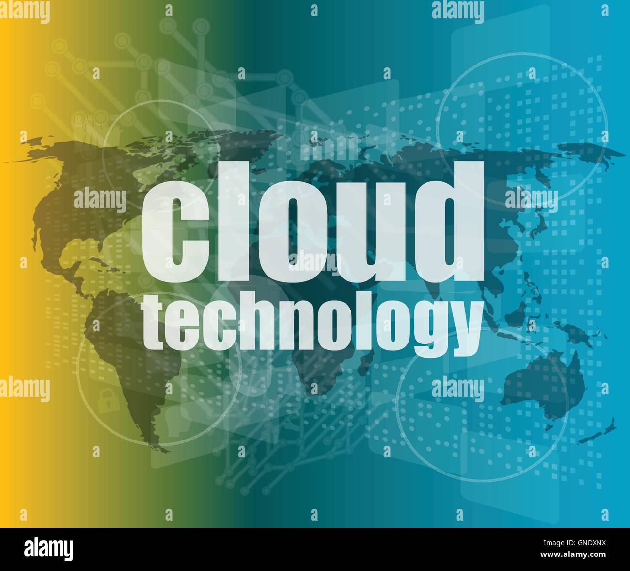 words cloud technology on digital screen, information technology ...