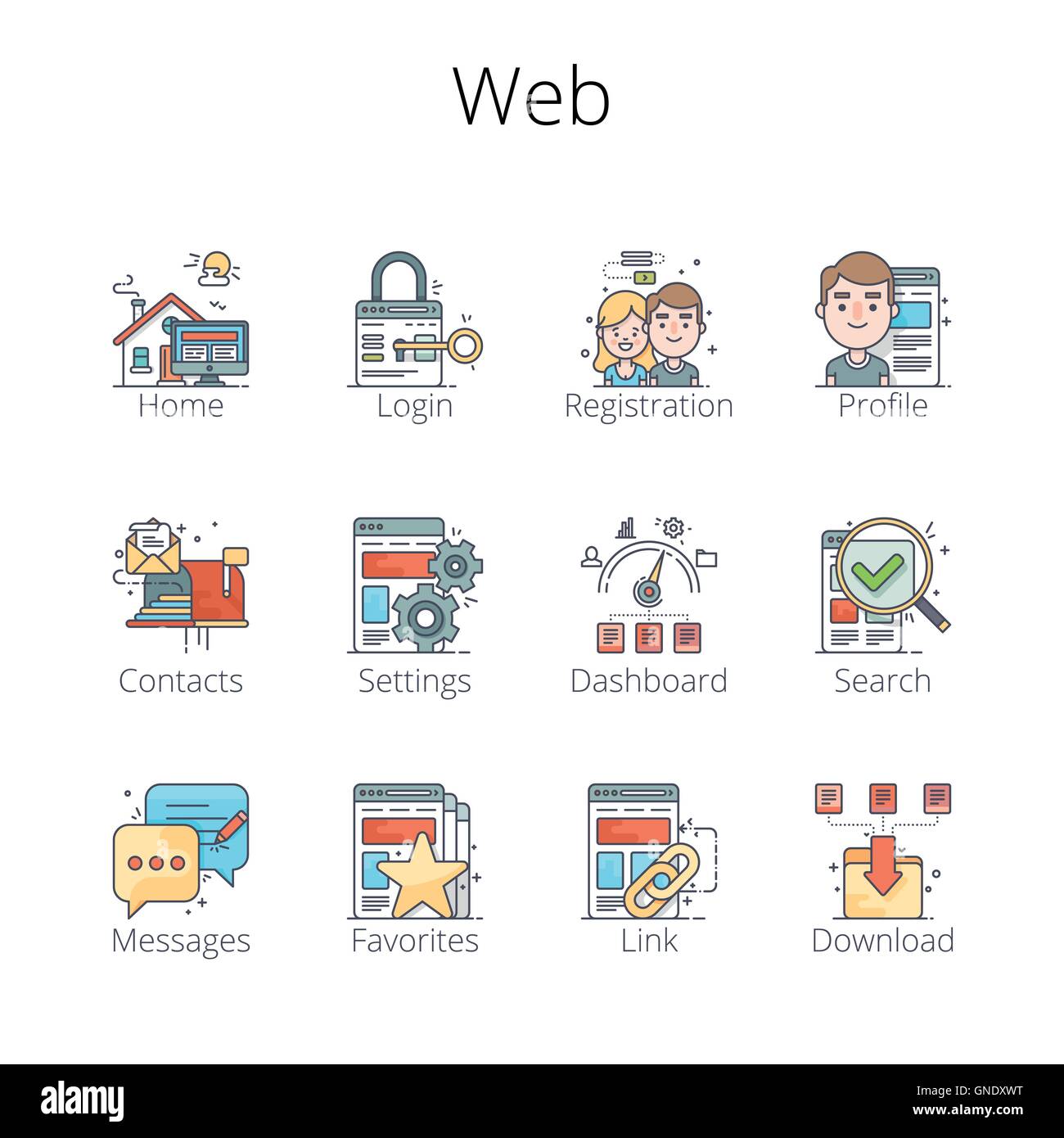 Web Outline Icons Stock Vector Image & Art - Alamy