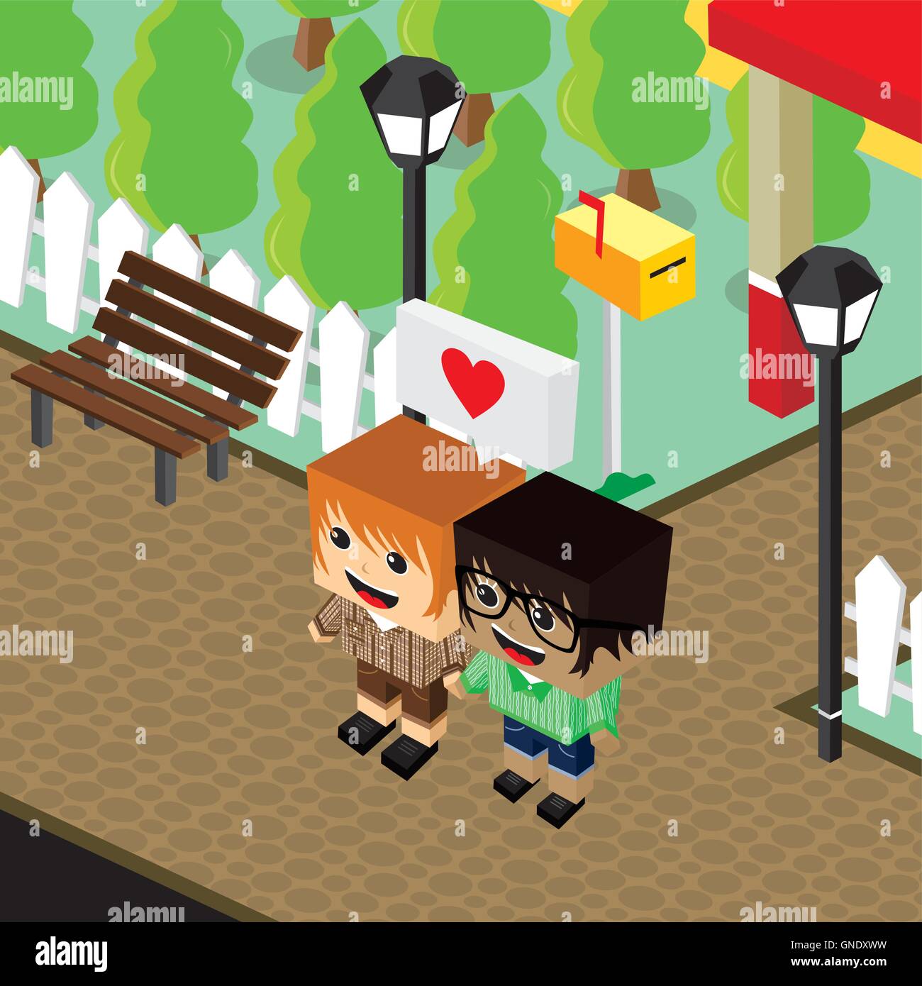 cartoon life couple lover isometric theme Stock Vector Image & Art - Alamy
