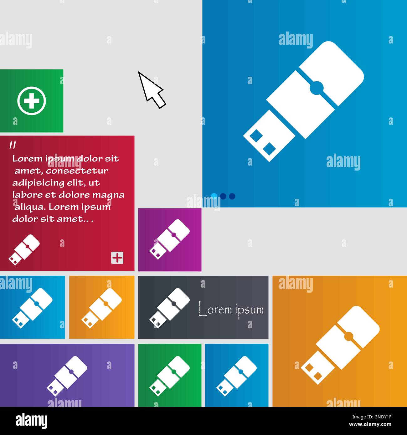 USB flash icon sign. buttons. Modern interface website buttons with cursor pointer. Vector Stock ...