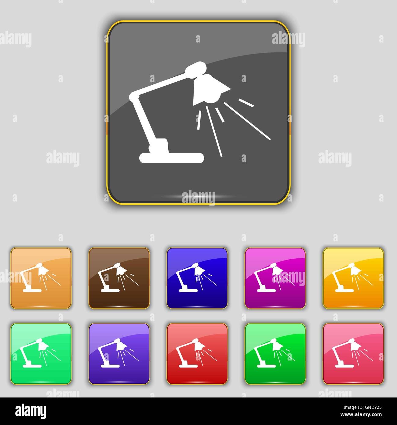 Reading-lamp icon sign. Set with eleven colored buttons for your site ...