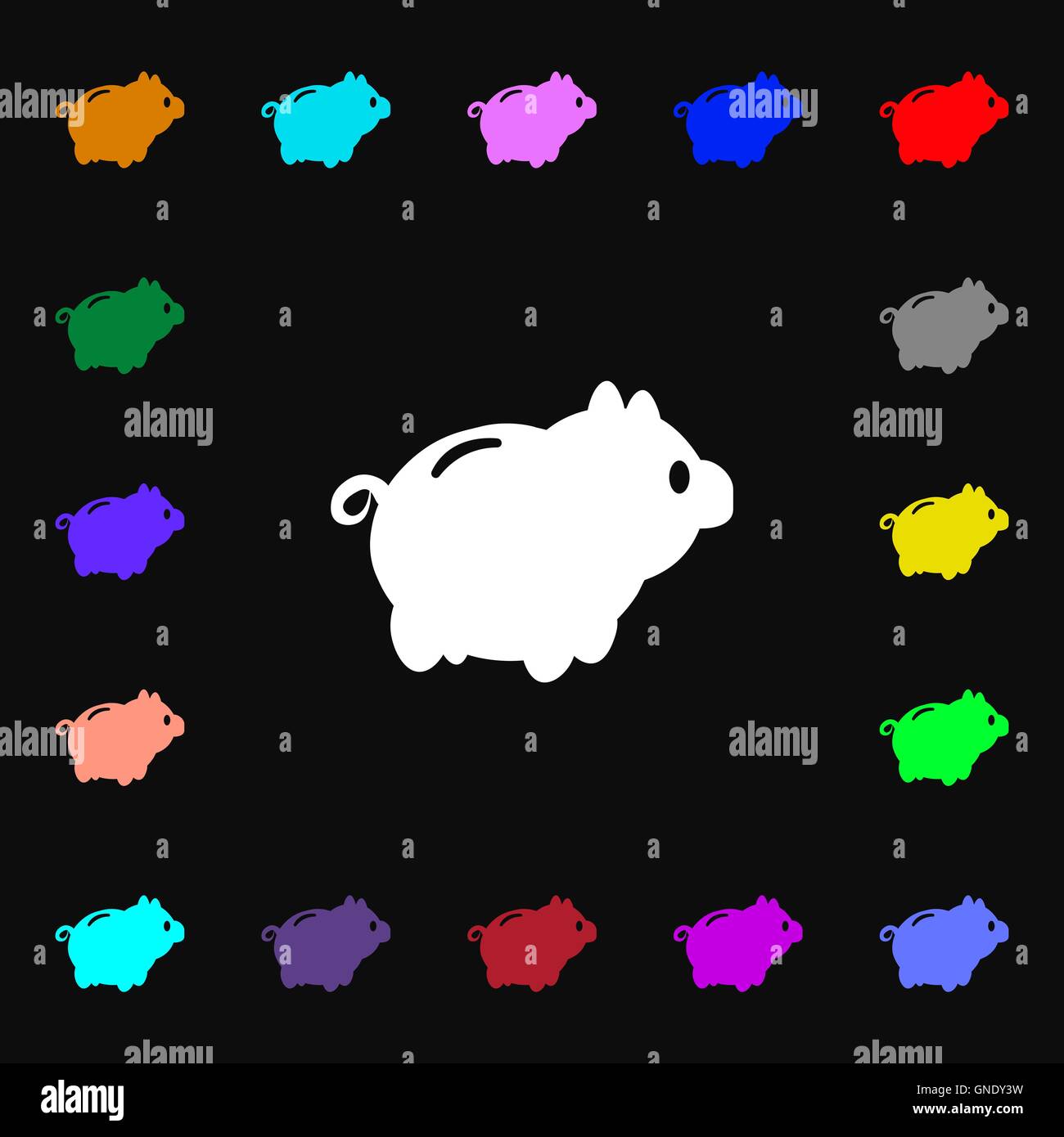 Piggy bank icon sign. Lots of colorful symbols for your design. Vector ...