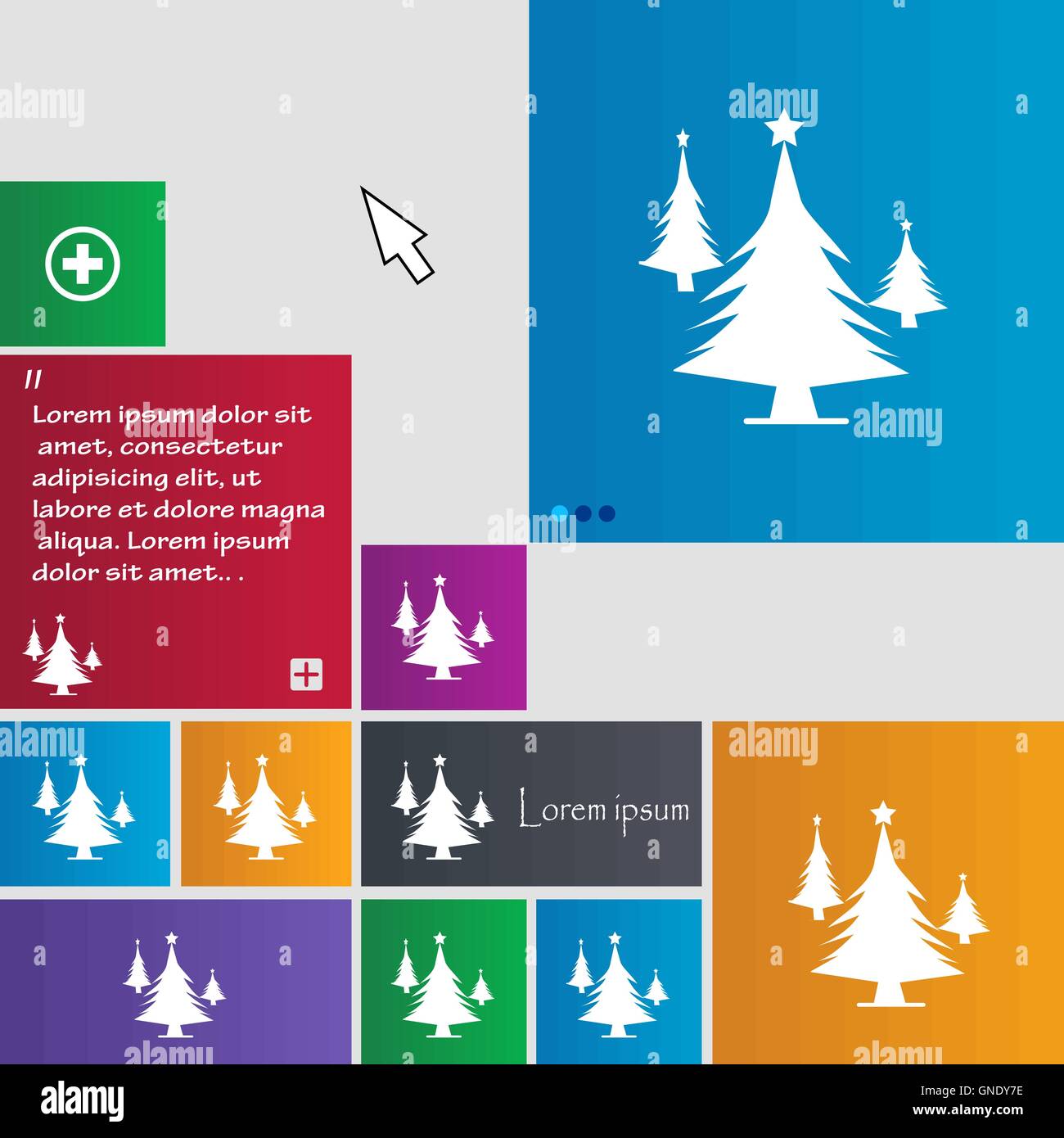 coniferous forest, tree, fir-tree icon sign. buttons. Modern interface website buttons with ...