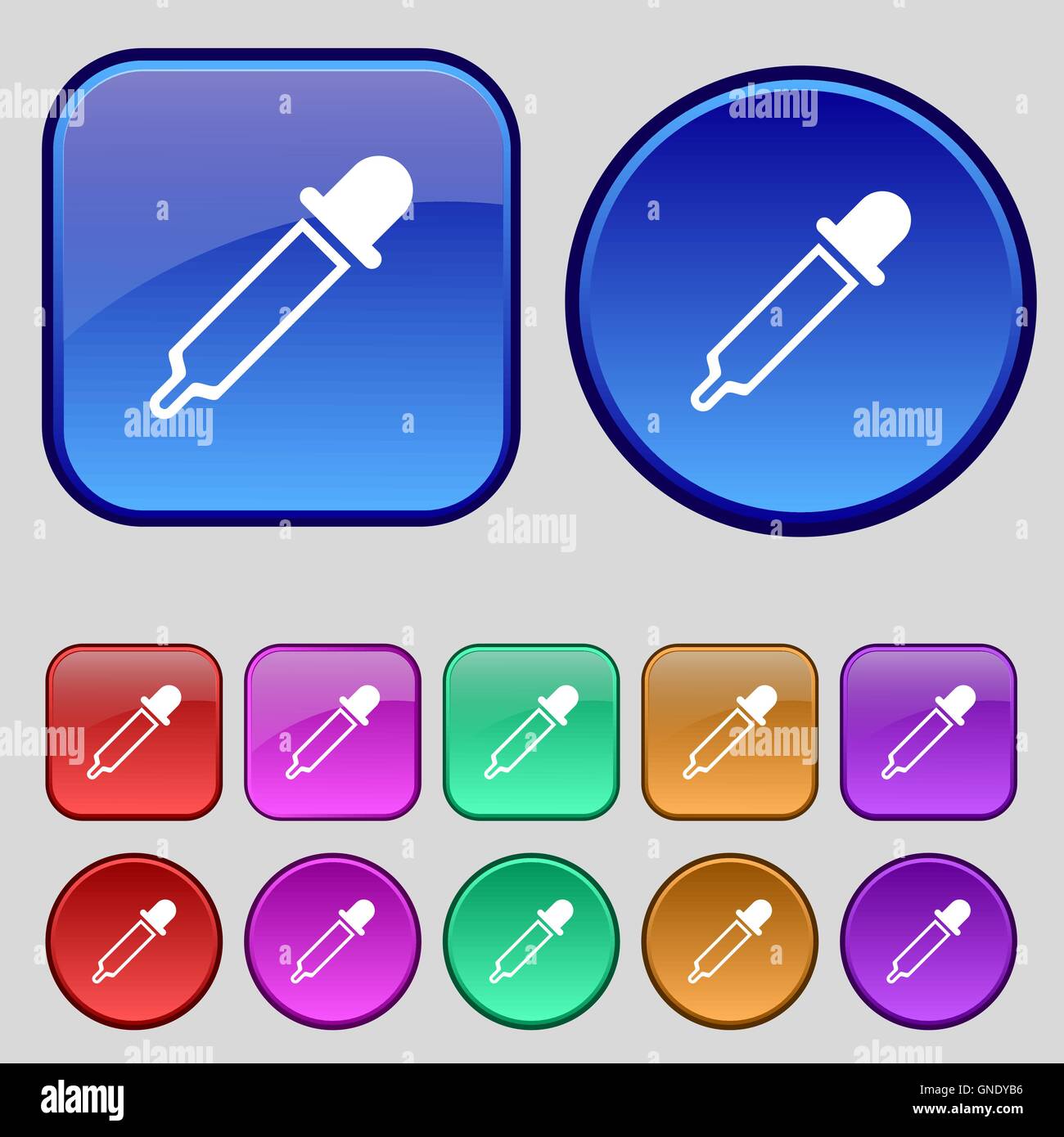 Pipette icon sign. A set of twelve vintage buttons for your design ...