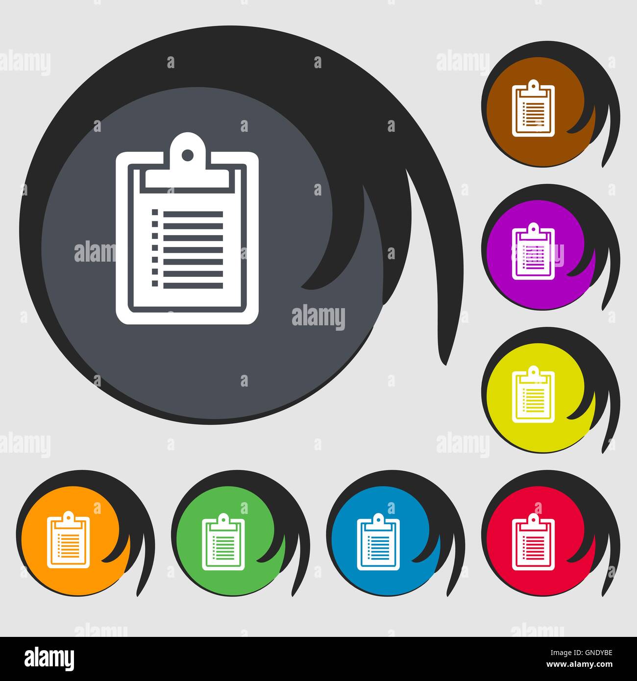 notebook sign icon. Symbols on eight colored buttons. Vector Stock ...