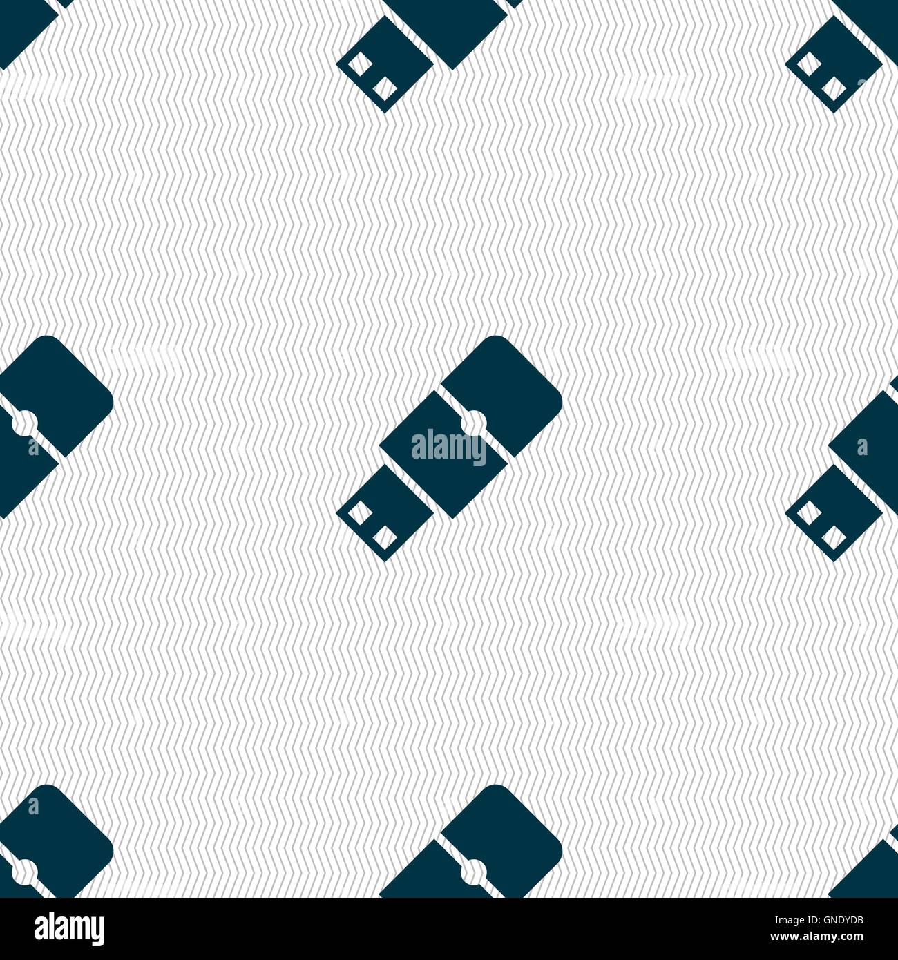 USB flash icon sign. Seamless pattern with geometric texture. Vector ...