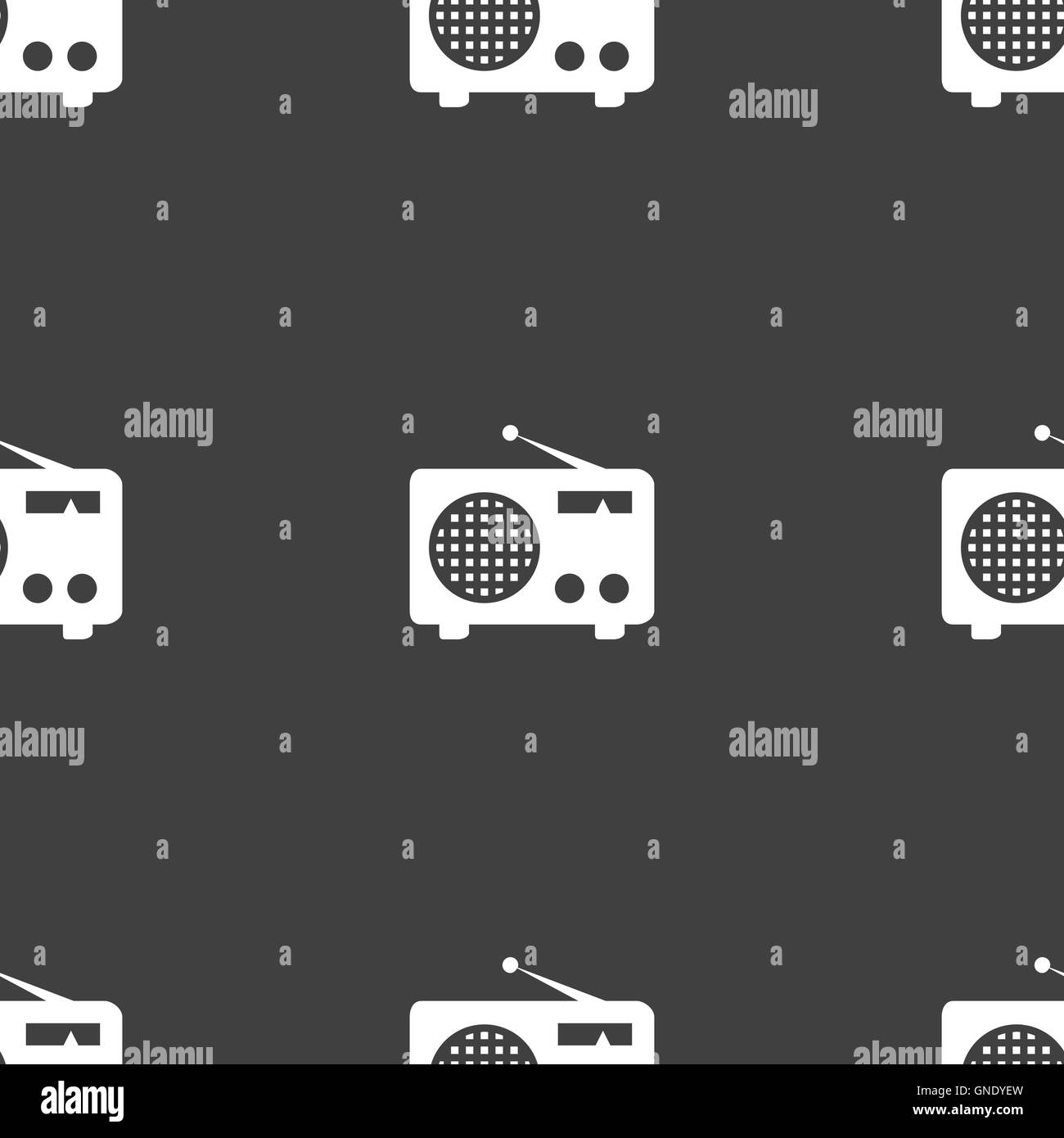 Retro radio icon sign. Seamless pattern on a gray background. Vector ...
