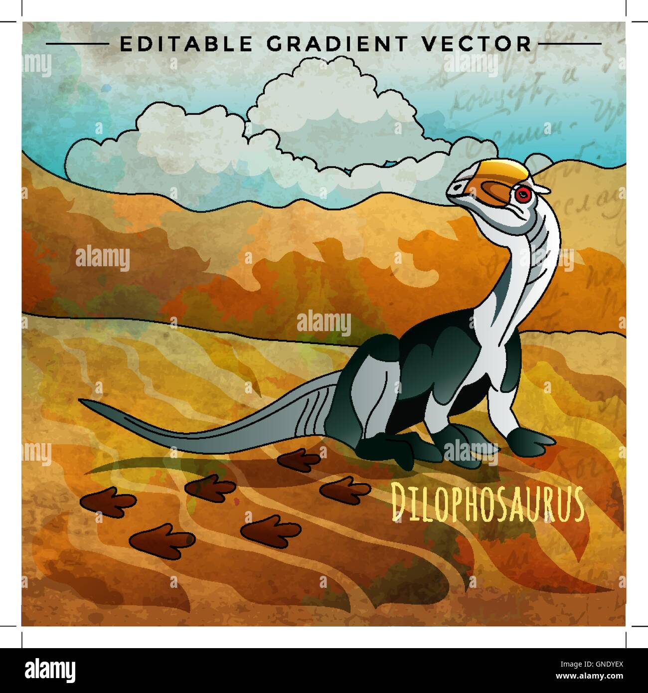 Dinosaur in the habitat. Vector Illustration Of Dilophosaur Stock ...