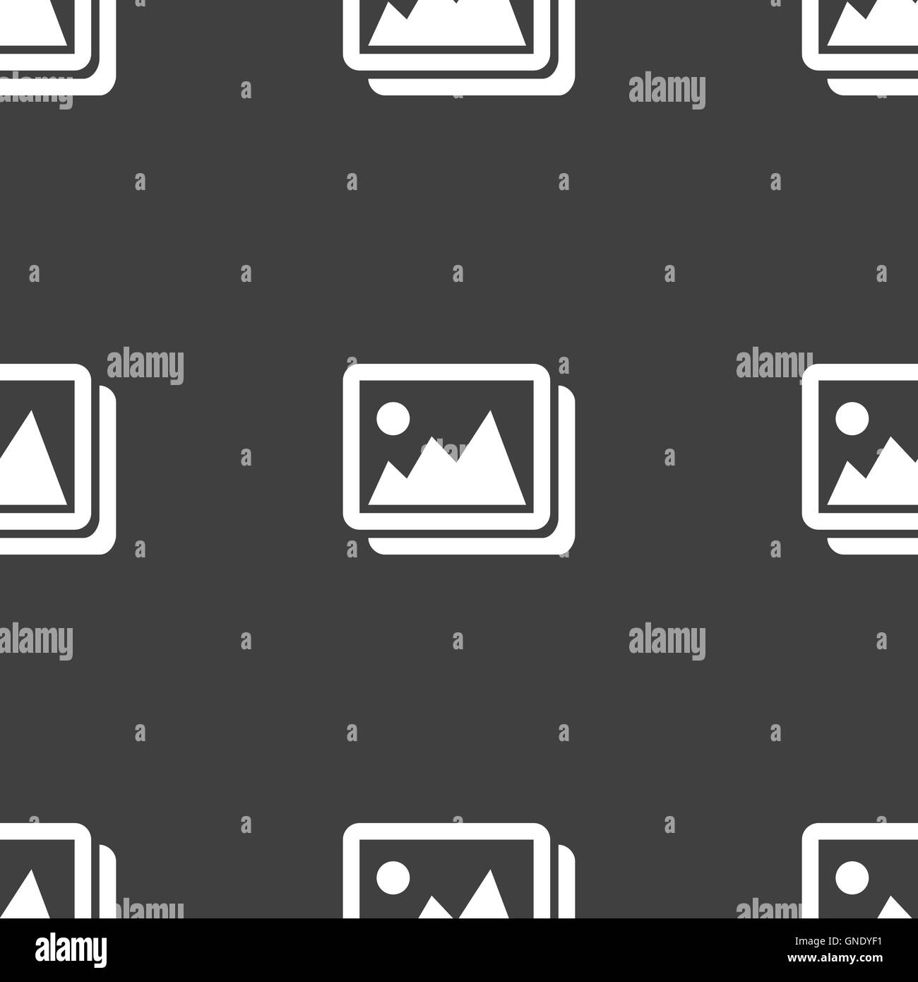 images, jpeg, photograph icon sign. Seamless pattern on a gray ...