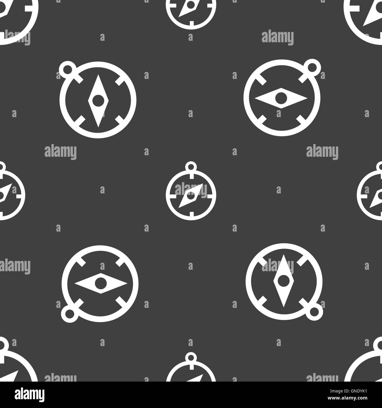 Compass icon sign. Seamless pattern on a gray background. Vector Stock ...