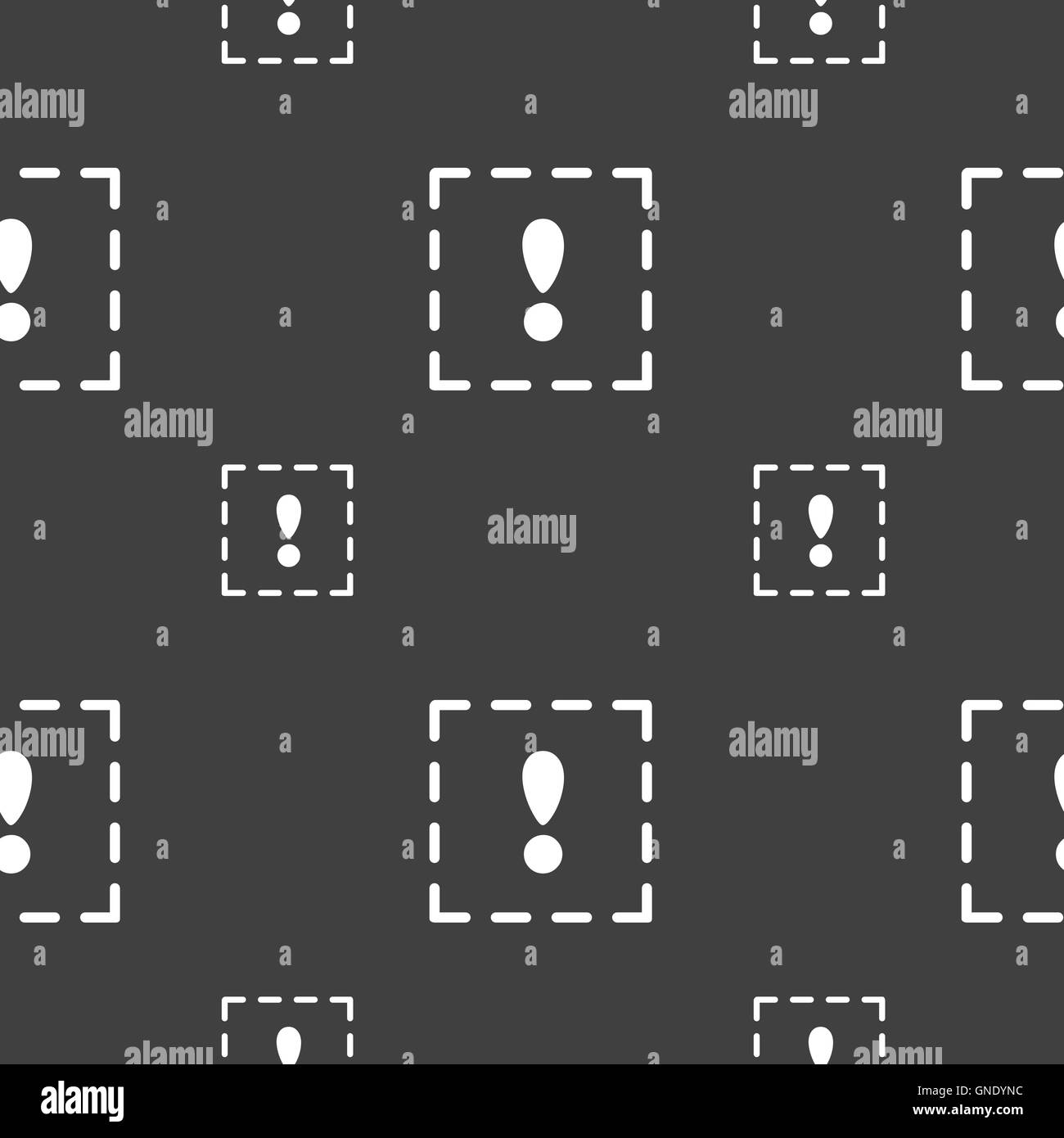 The exclamation point in a square icon sign. Seamless pattern on a gray ...