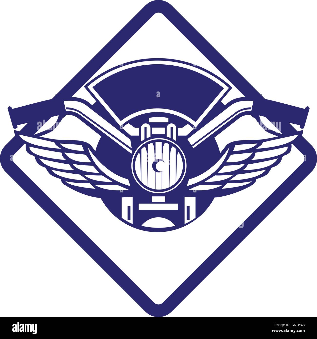 Motorbike Handlebar Headlamp Wings Diamond Retro Stock Vector Image ...