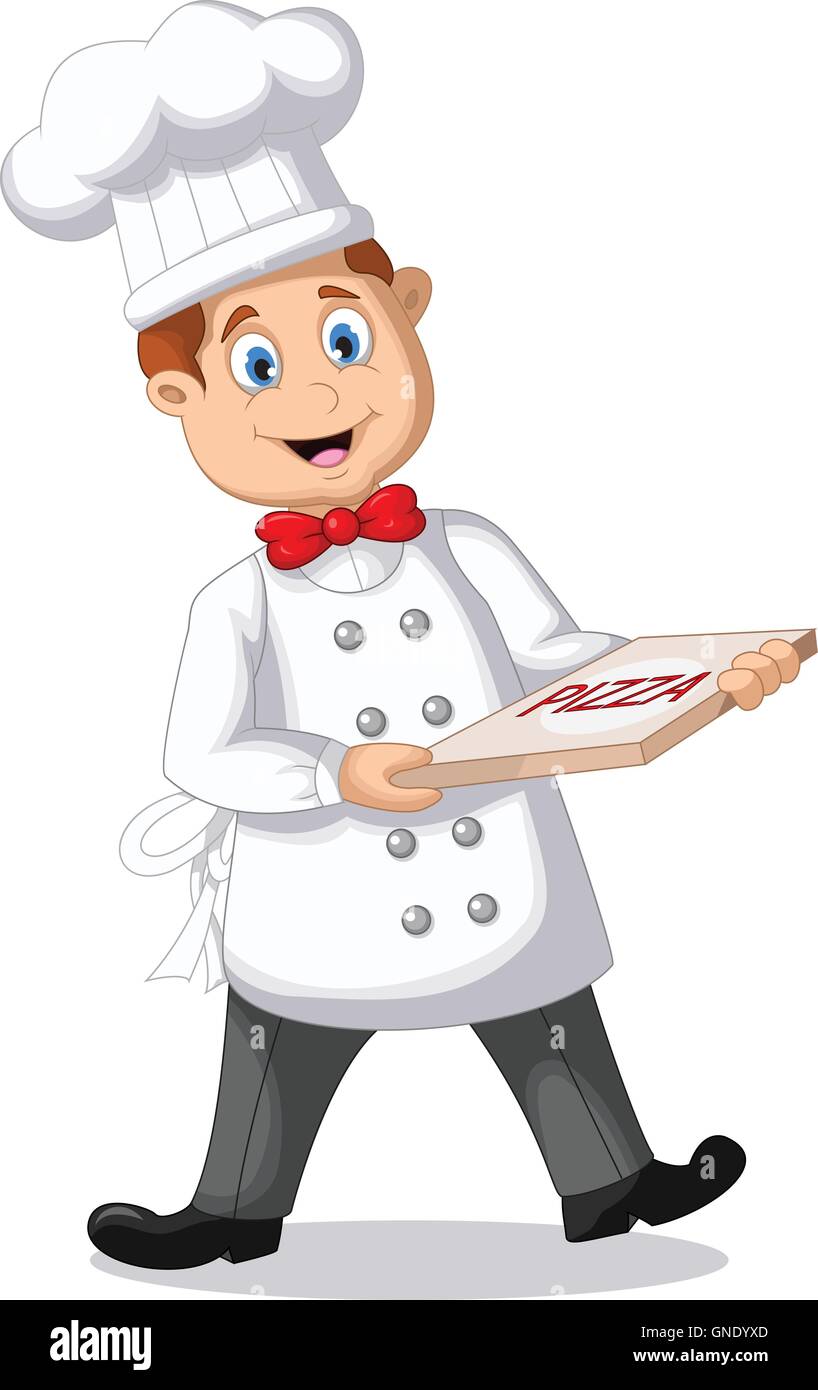 Cartoon pizza chef holding pizza hi-res stock photography and images ...