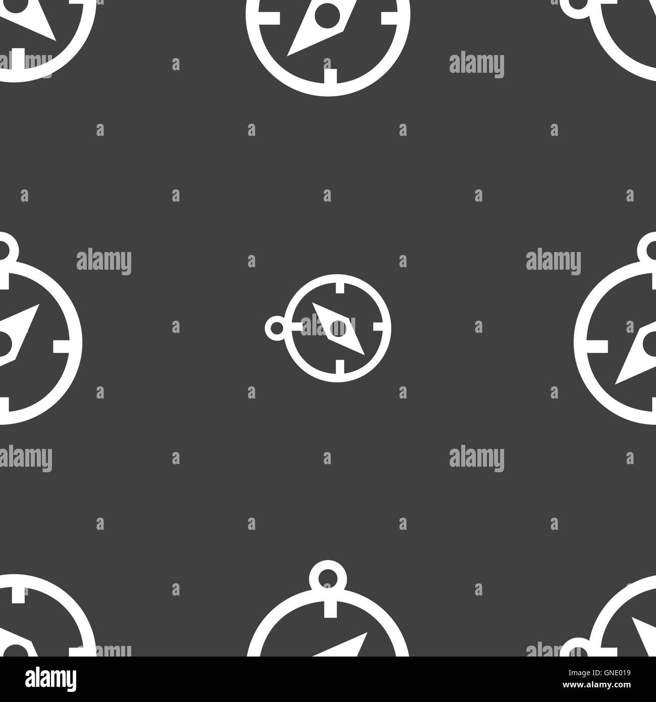 Compass icon sign. Seamless pattern on a gray background. Vector Stock ...