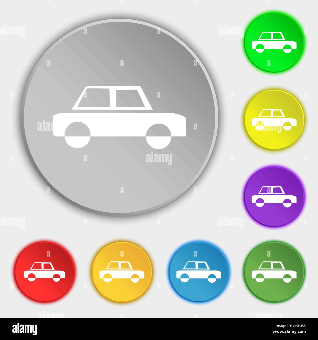 Car icon sign. Symbol on eight flat buttons. Vector Stock Vector Image ...