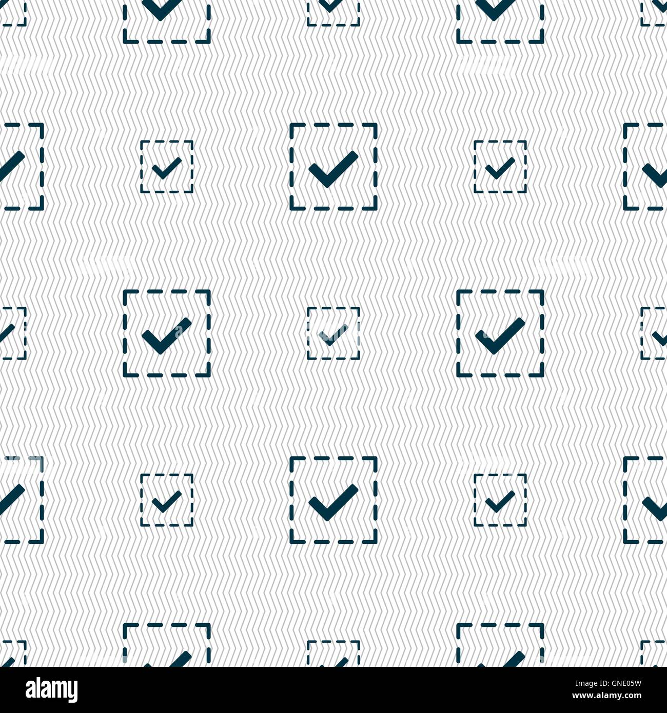 Check mark, tik icon sign. Seamless pattern with geometric texture. Vector Stock Vector Image ...