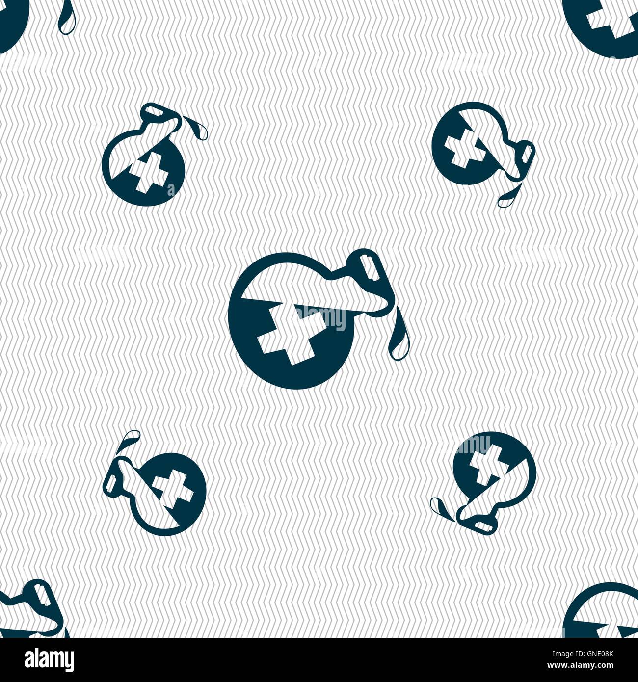 life healing potion decanter bottle icon sign. Seamless pattern with ...