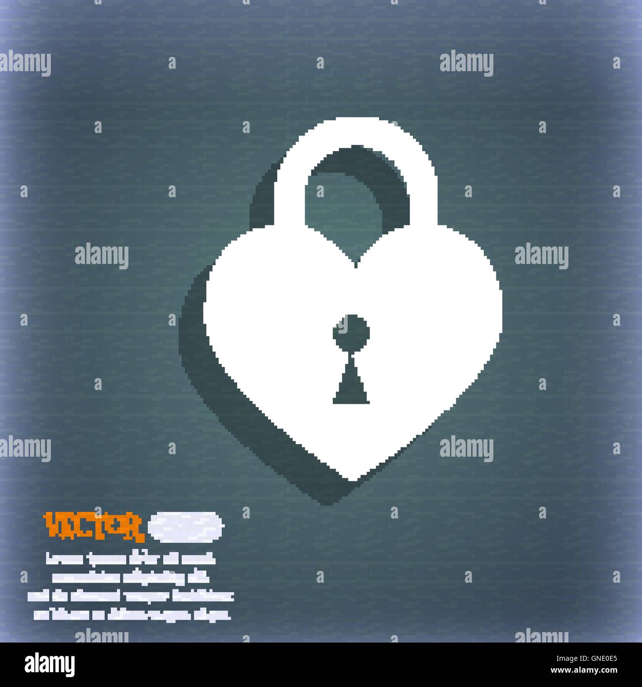 Lock in the shape of heart icon. On the blue-green abstract background ...