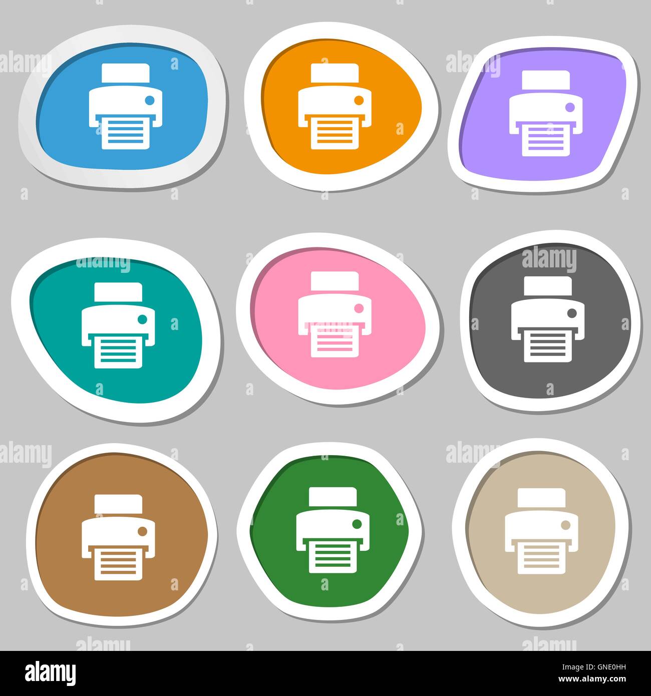 fax, printer symbols. Multicolored paper stickers. Vector Stock Vector ...