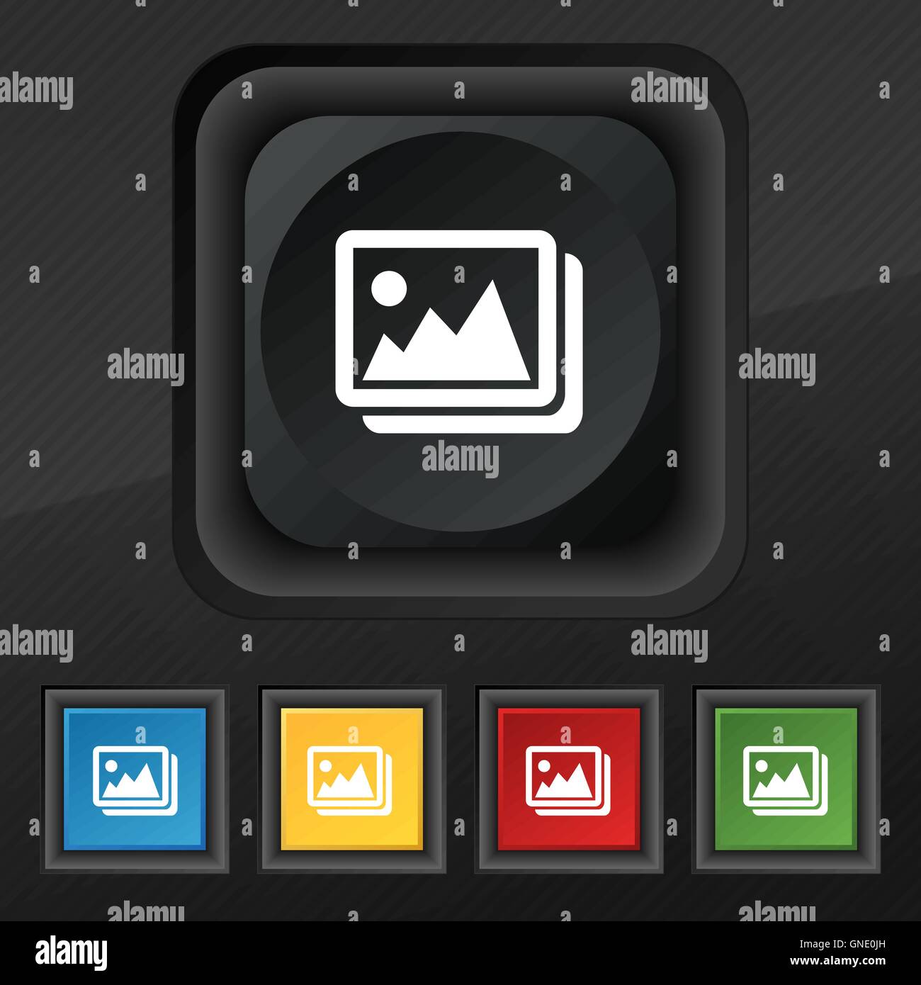 images, jpeg, photograph icon symbol. Set of five colorful, stylish ...