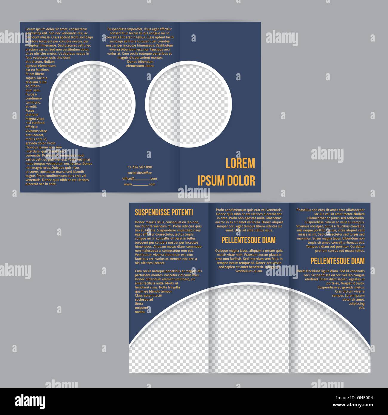 Tri fold brochure blue corporate design hi-res stock photography and ...