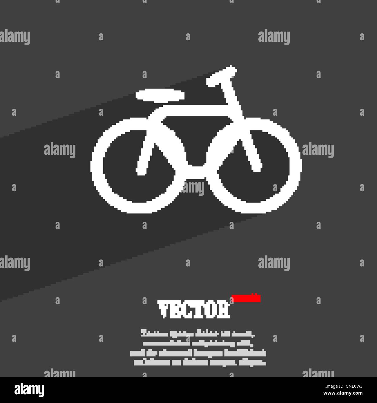 Bicycle, bike symbol Flat modern web design with long shadow and space ...