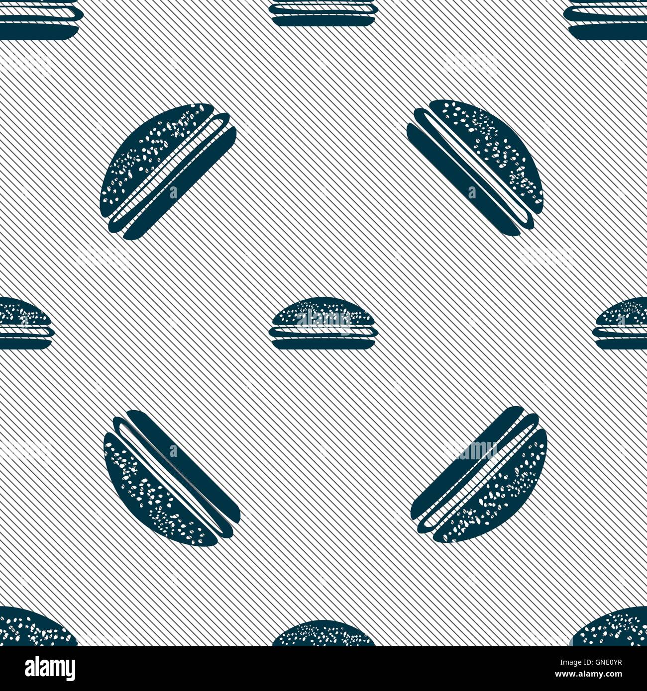 Burger, hamburger icon sign. Seamless pattern with geometric texture ...