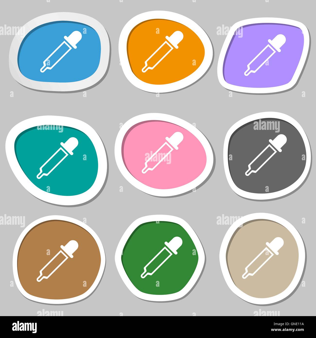 Pipette symbols. Multicolored paper stickers. Vector Stock Vector Image ...