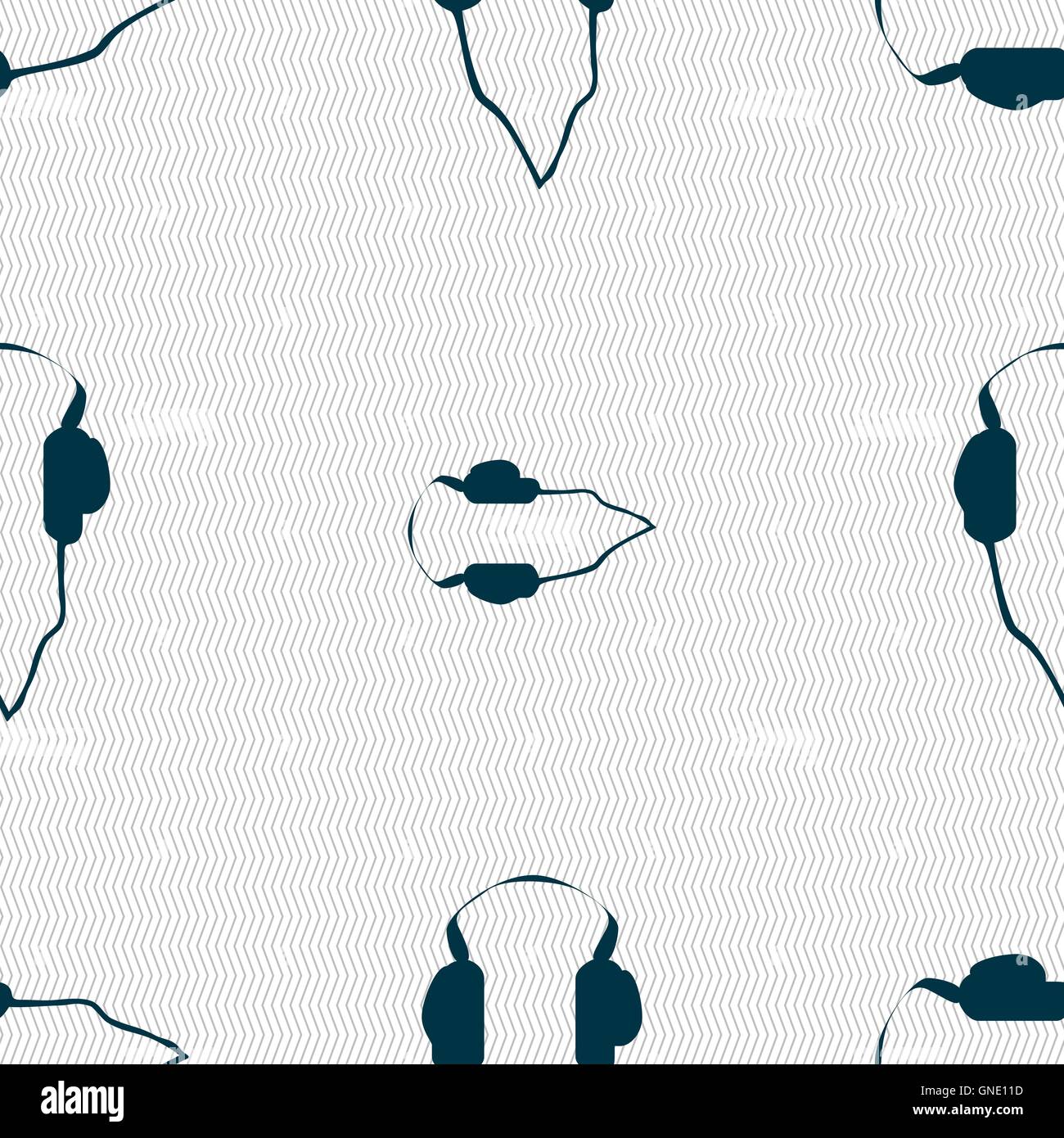 headphones icon sign. Seamless pattern with geometric texture. Vector ...