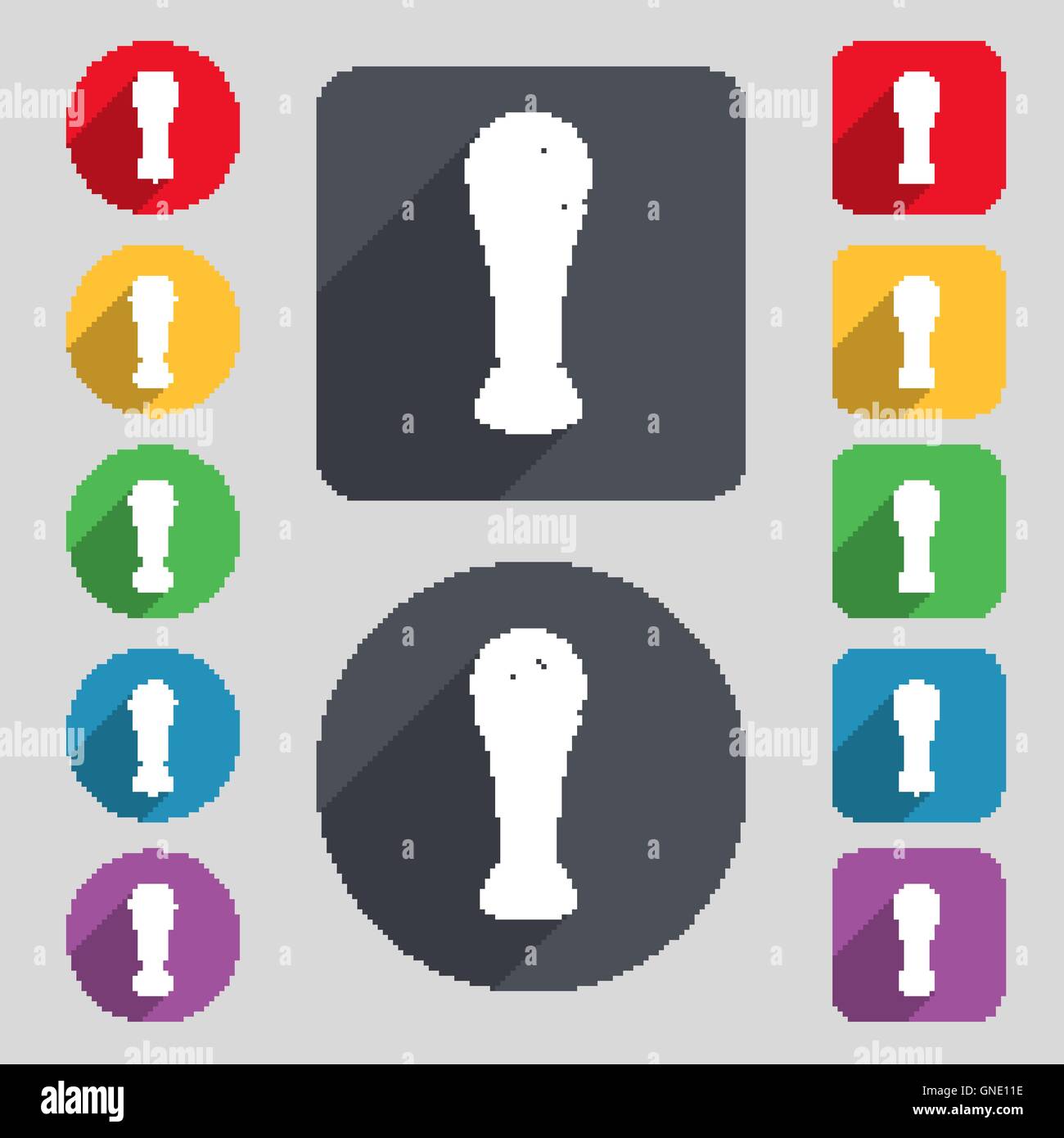World cup icon sign. A set of 12 colored buttons and a long shadow ...