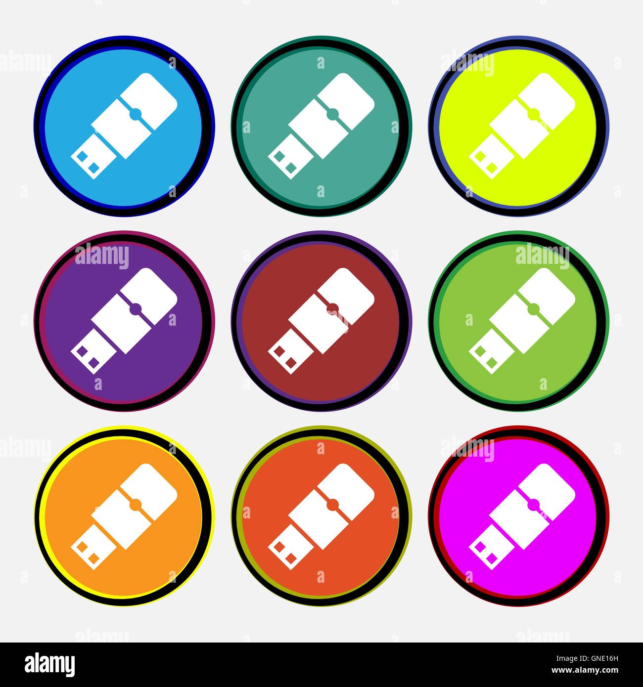 Usb icon sign round hi-res stock photography and images - Alamy