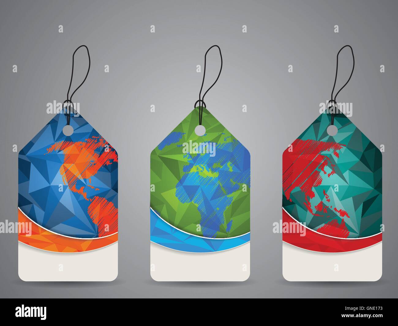Polygon design shopping labels with world map Stock Vector Image & Art ...