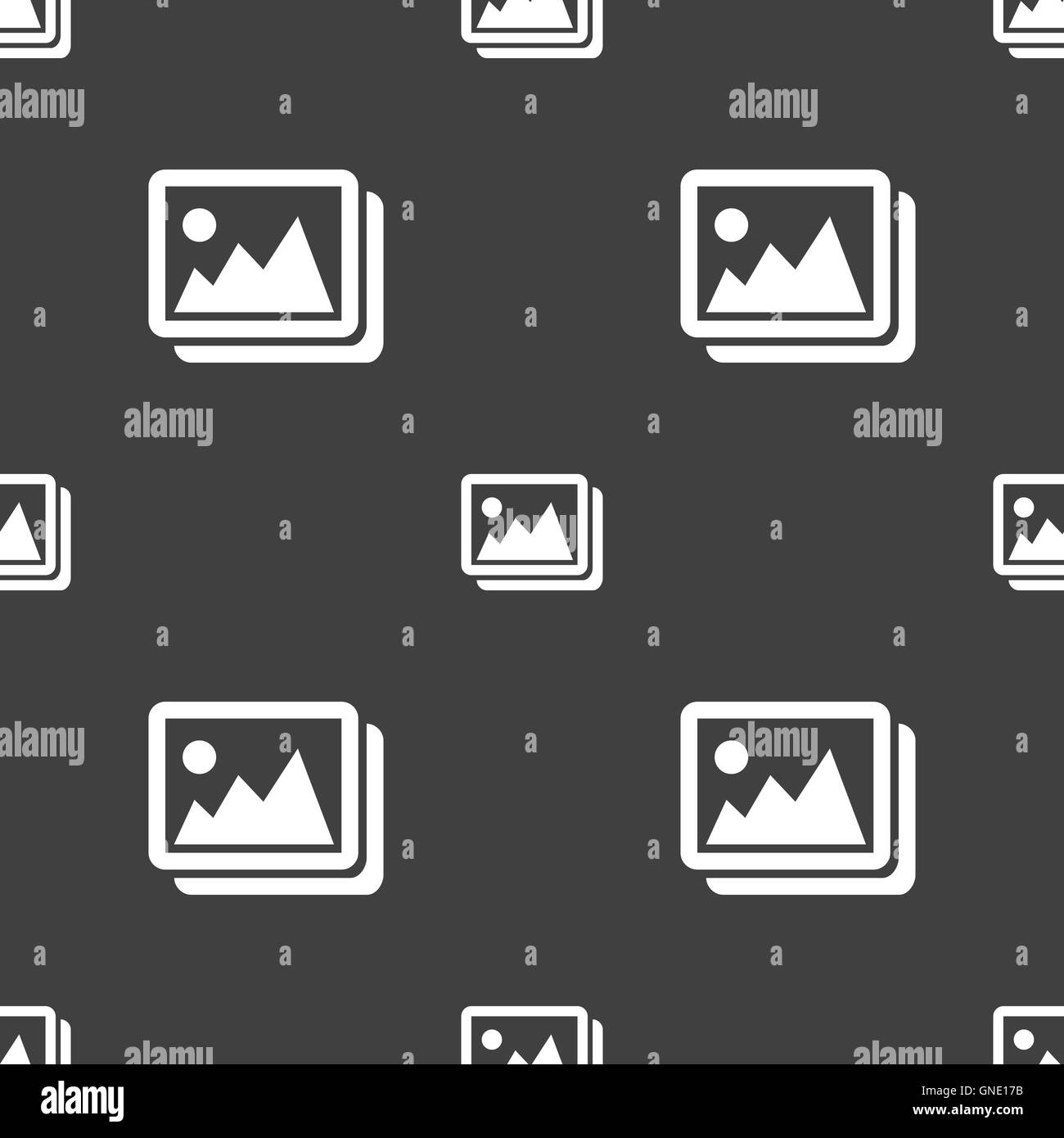 images, jpeg, photograph icon sign. Seamless pattern on a gray ...