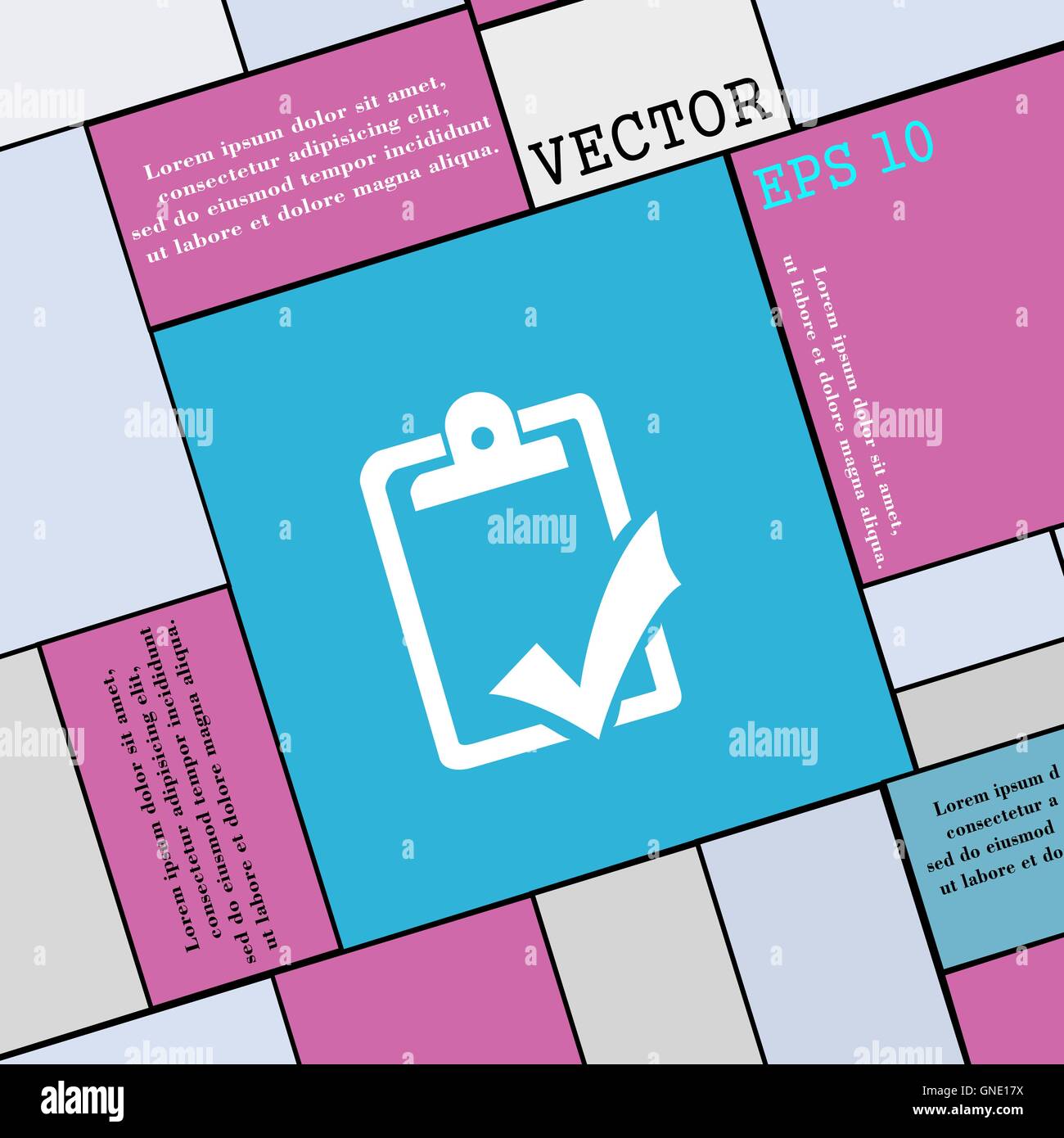 Document grammar control, Test, work complete icon sign. Modern flat ...