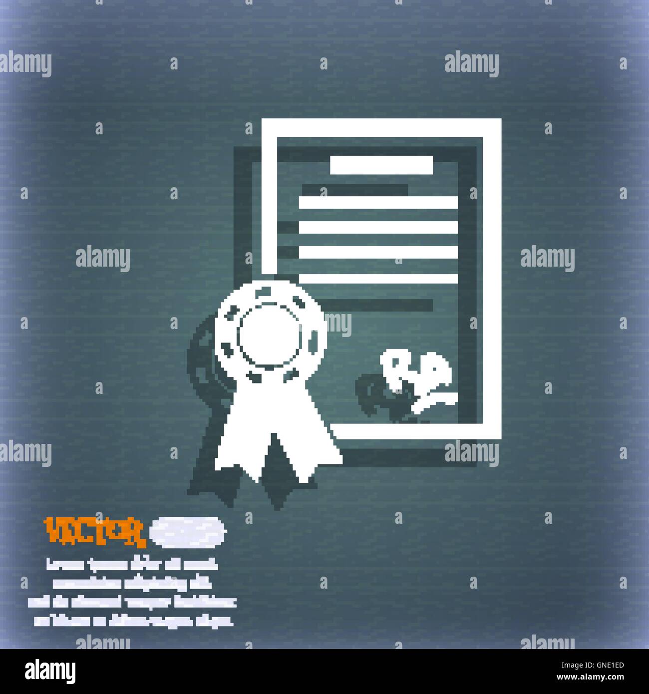 Certificate, diploma icon. On the blue-green abstract background with ...