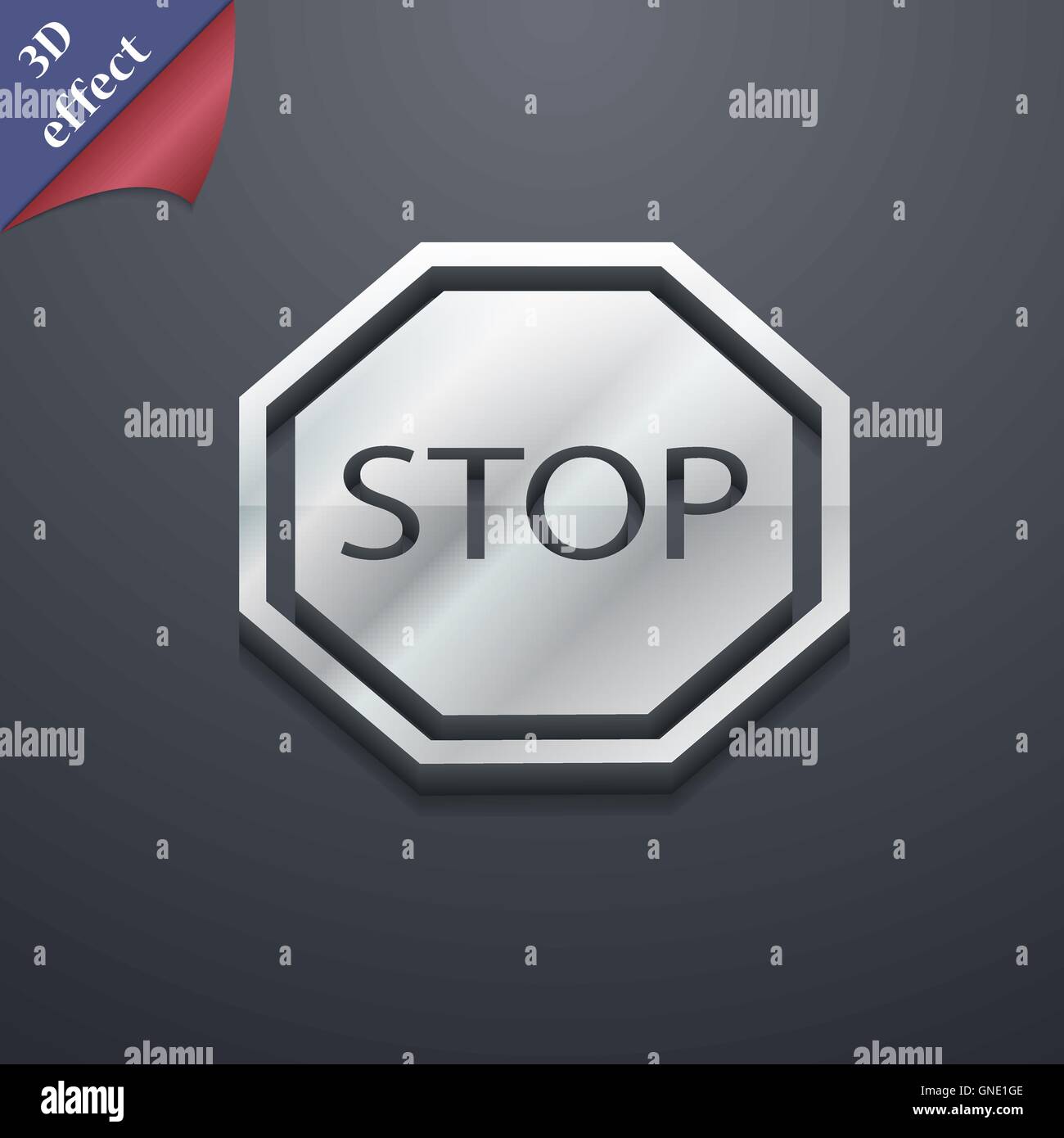 Stop icon symbol. 3D style. Trendy, modern design with space for your ...