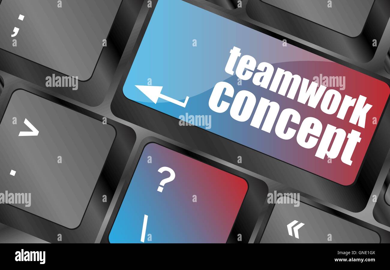 cloud icon with teamwork concept word on computer keyboard key vector ...