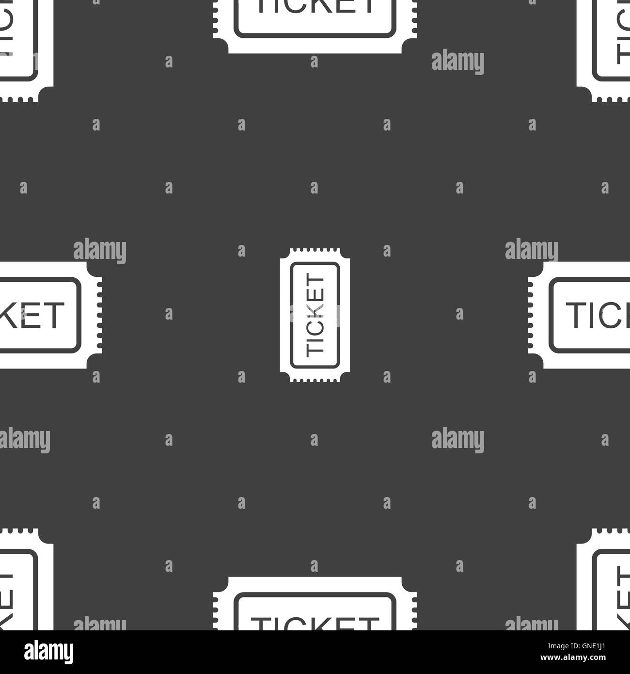 Ticket icon sign. Seamless pattern on a gray background. Vector Stock ...