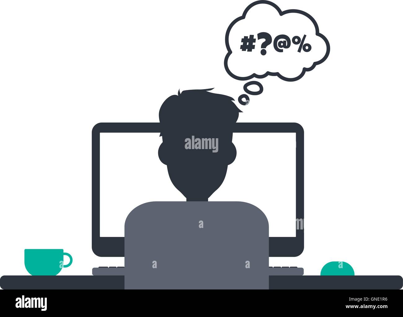 Man computer back view Stock Vector Images - Alamy