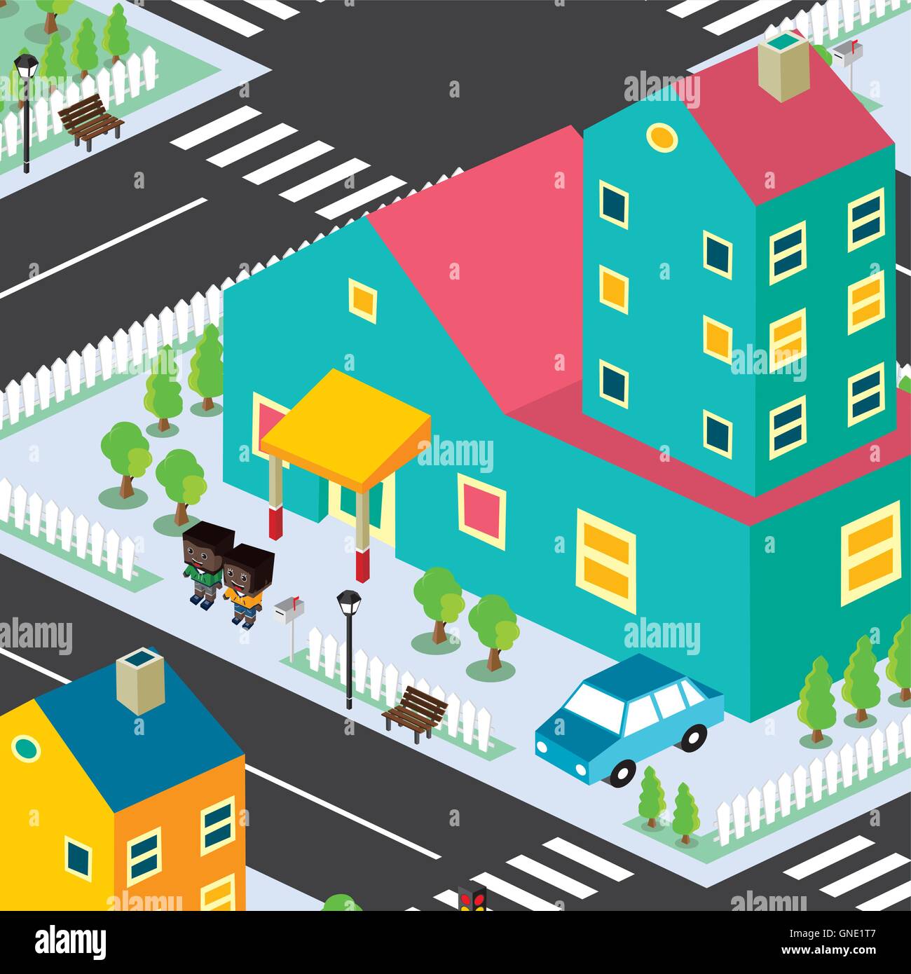 Isometric residential view cartoon theme hi-res stock photography and ...