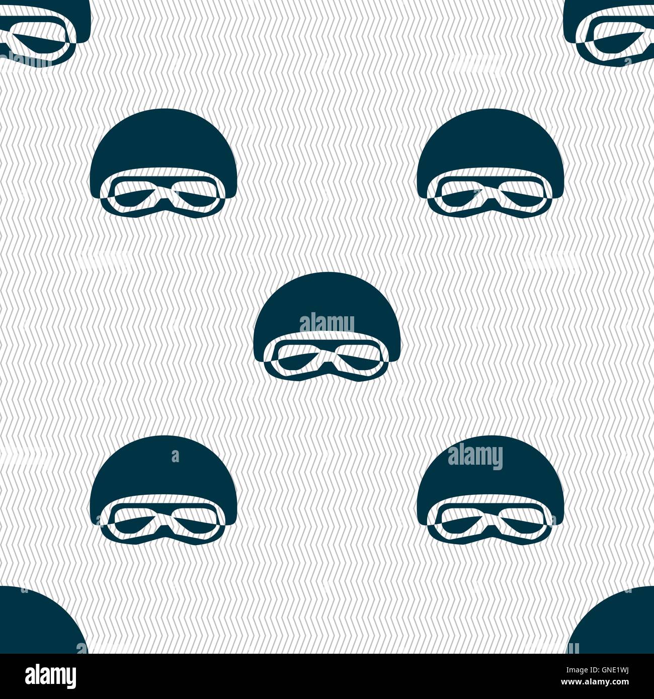 In a ski masks, snowboard ski goggles, diving mask icon sign. Seamless ...