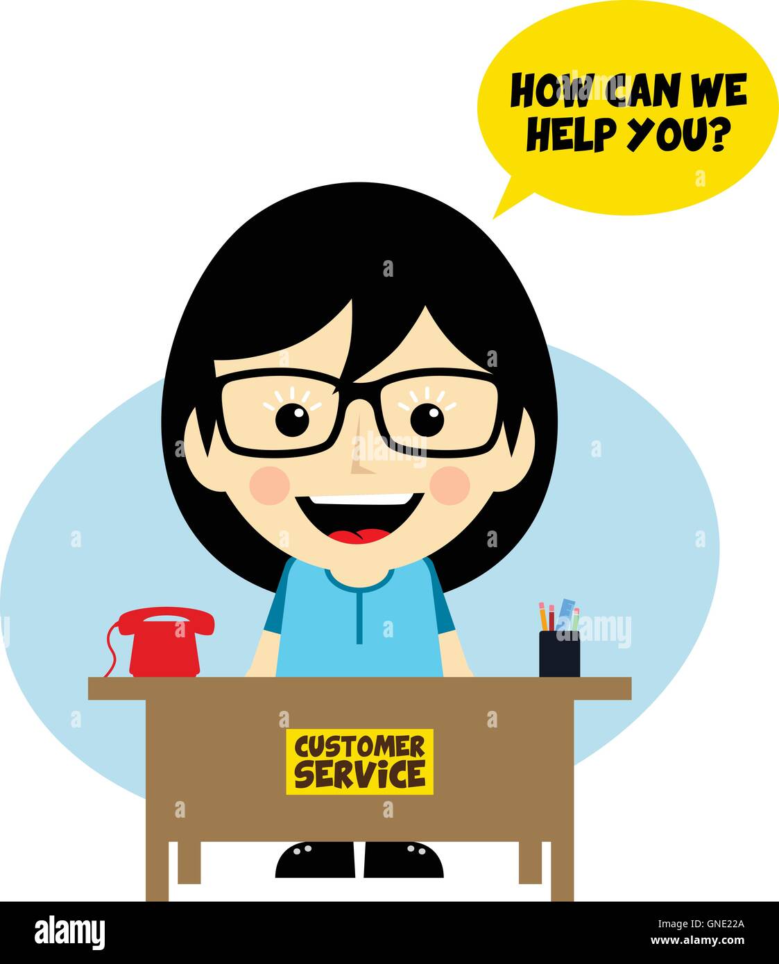 customer service desk cartoon character Stock Vector Image & Art - Alamy