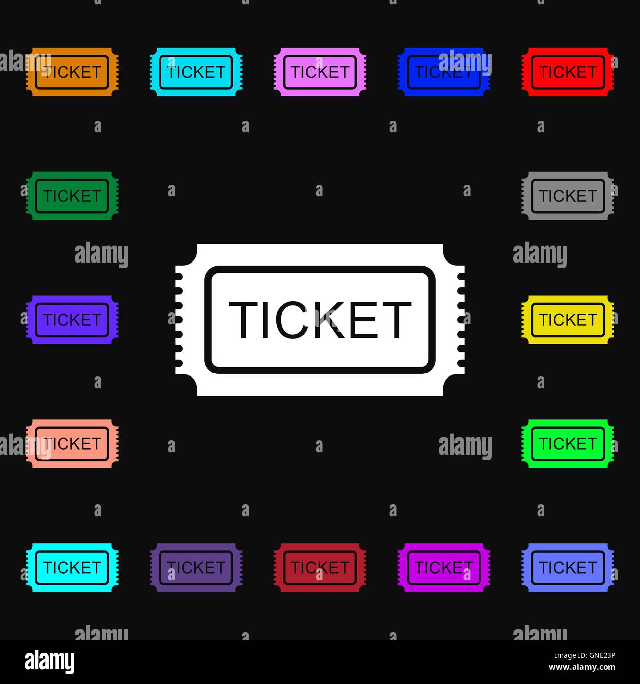 Ticket icon sign. Lots of colorful symbols for your design. Vector ...
