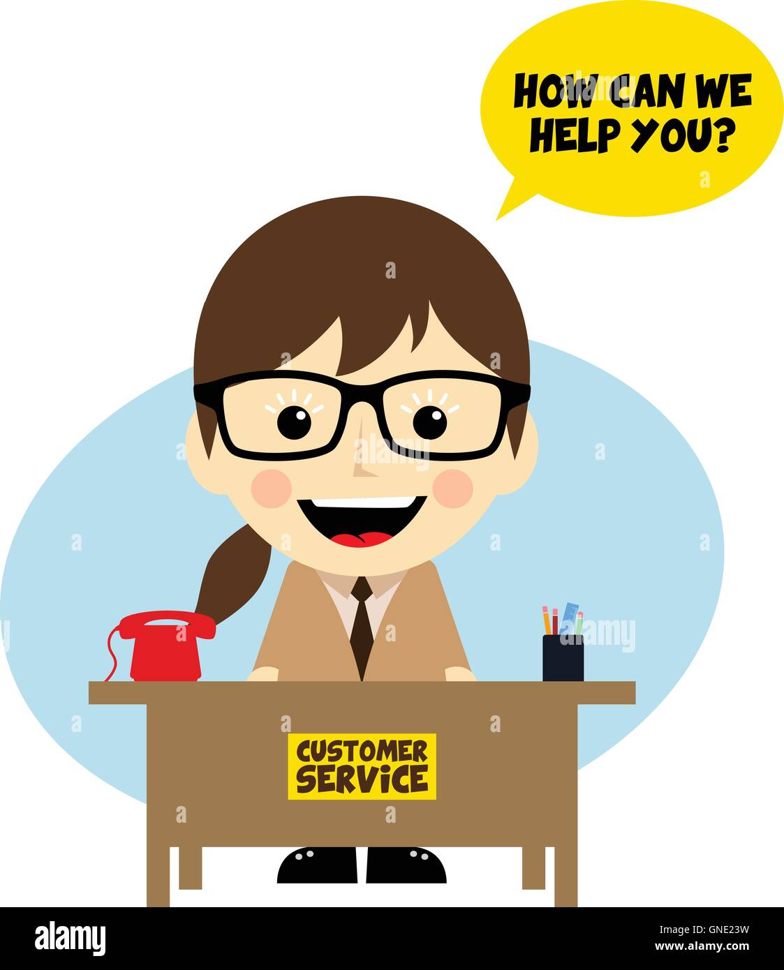 customer service desk cartoon character Stock Vector Image & Art - Alamy